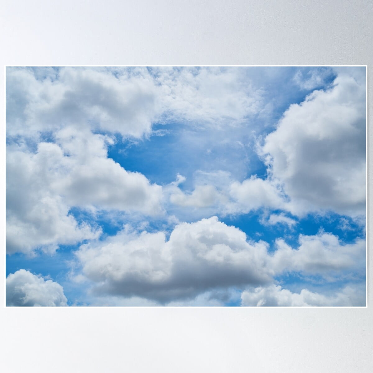 Cloudy Sky, Blue Sky With Fluffy Cumulous Clouds Poster Wall Art, Modern Wall Decor For Living ...