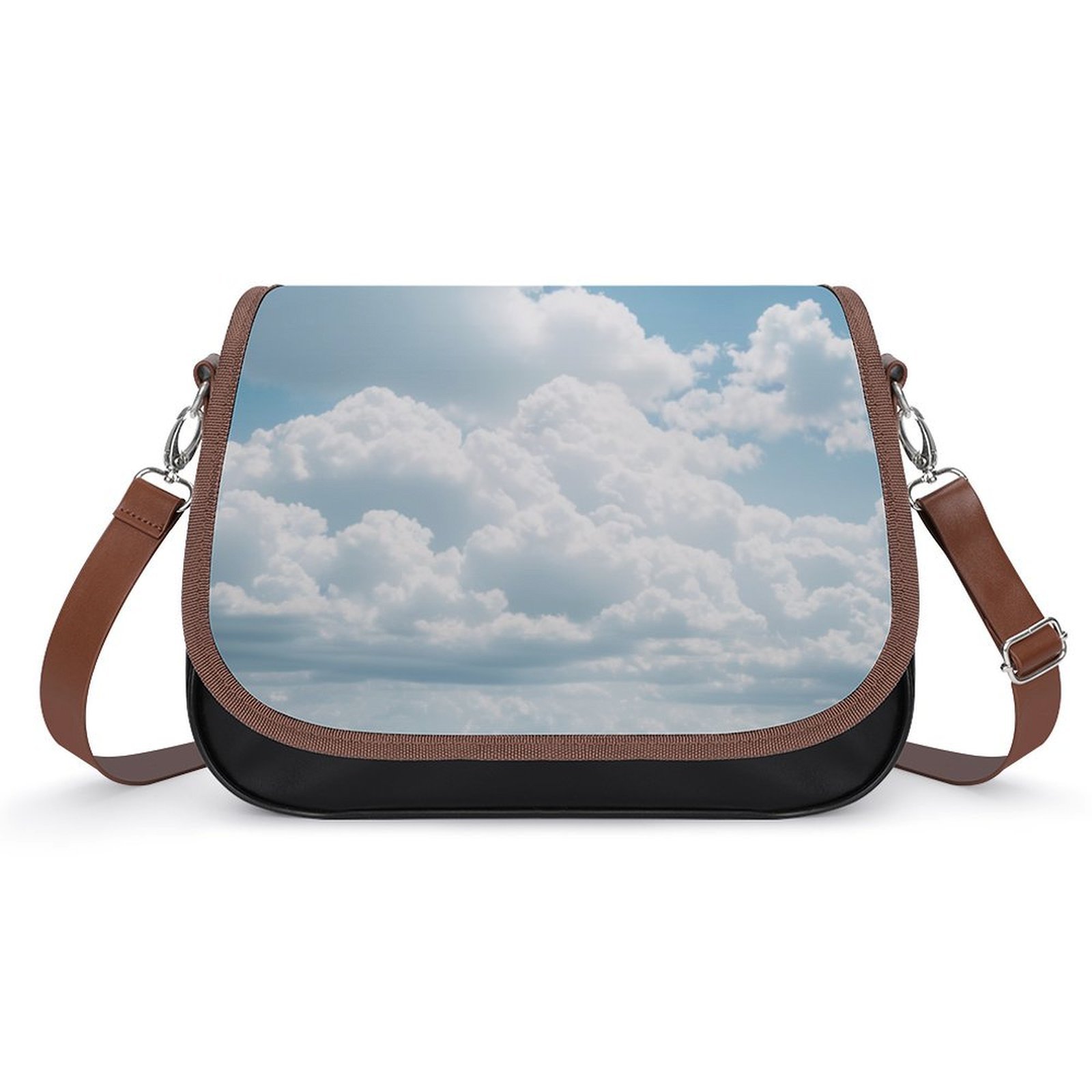 Cloudy Sky Blue White Vintage Crossbody Bag For Women Medium Leather ...