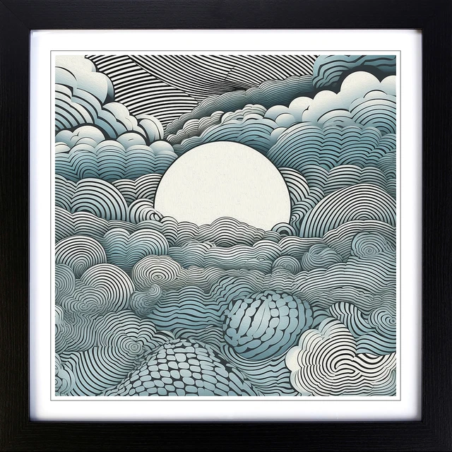 Cloudy Sky Op Art Print Poster Home Decor Art Home Decor Vintage Gift ...