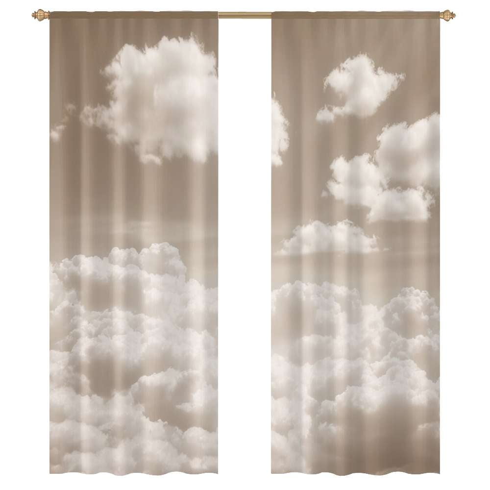 Cloudy Sky Texture Modern Tulle Window Curtains for Living Room Luxury ...