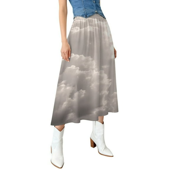 Cloudy Sky Texture Women High Waist Midi Skirt Elegant Midi Skirt High ...