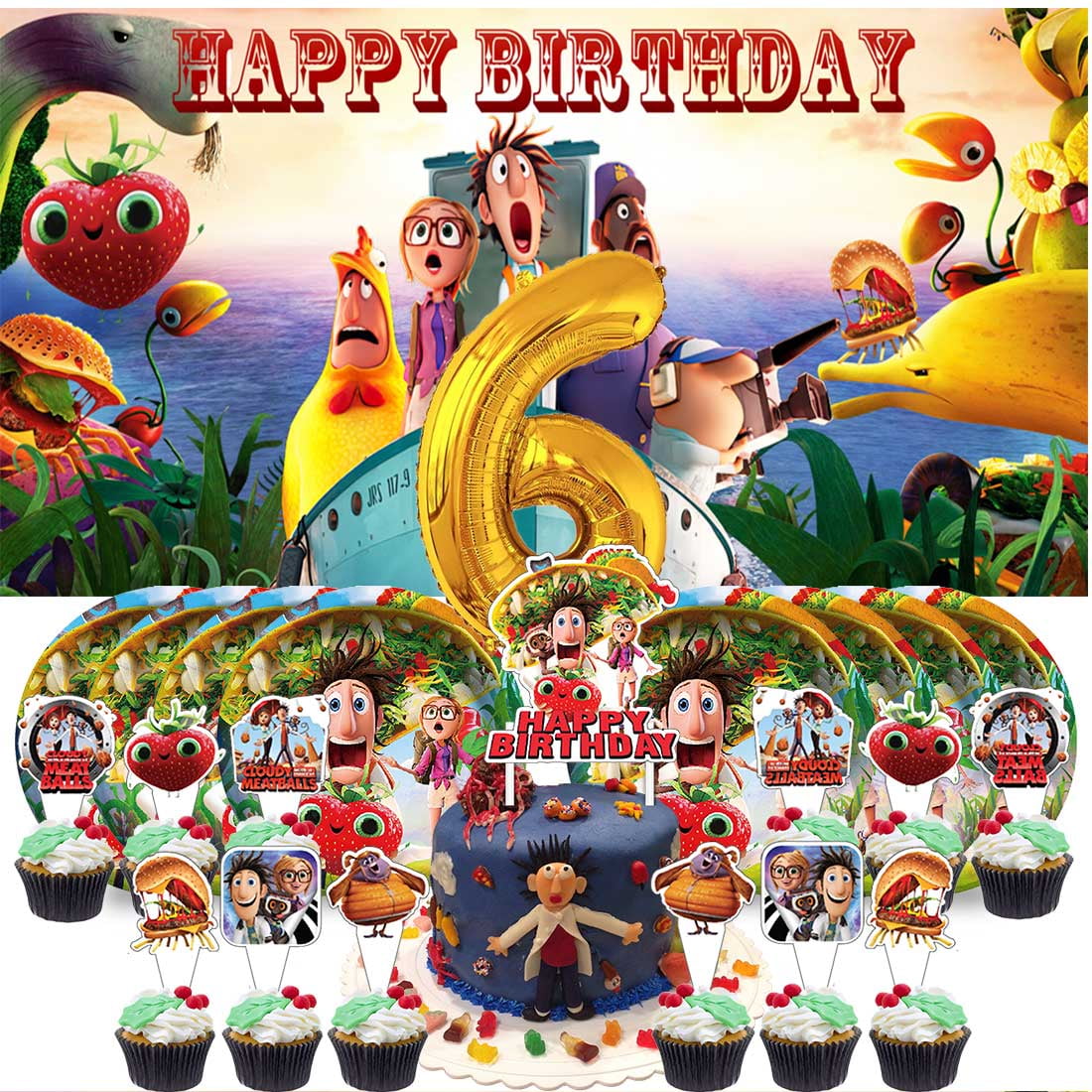 Cloudy with a Chance of Meatballs Balloons Party Supplies 6th Decor ...