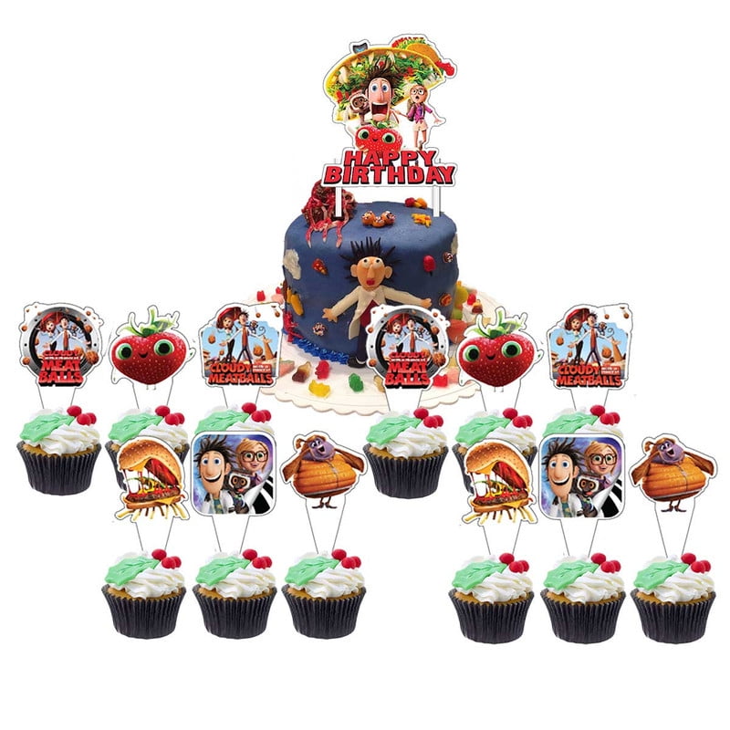 Cloudy with a Chance of Meatballs Cake Topper Cupcake Set Party ...