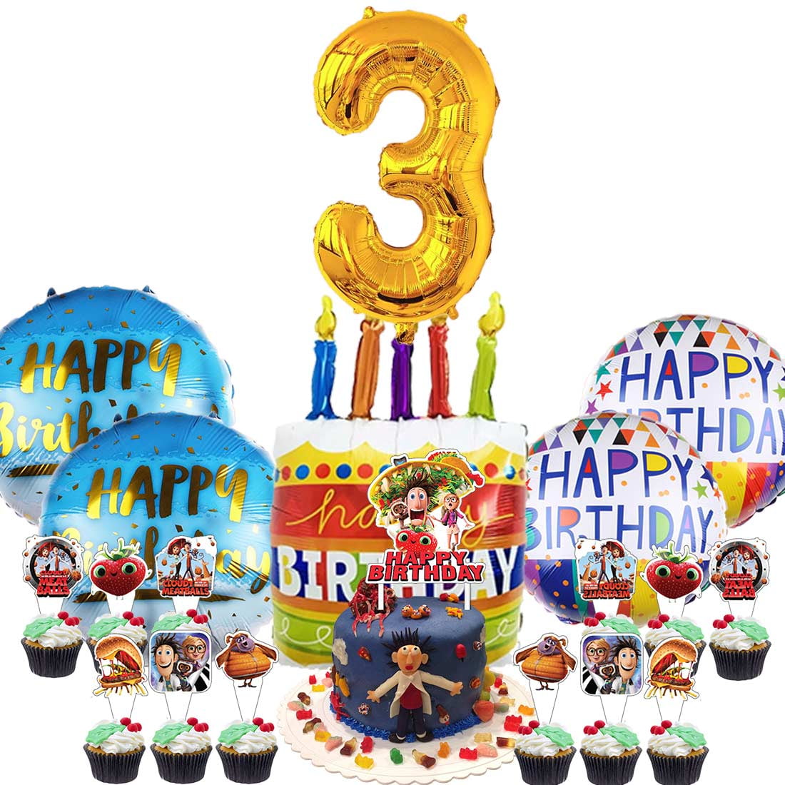 Cloudy with a Chance of Meatballs Party Supplies 3rd Decor Kit Balloons ...