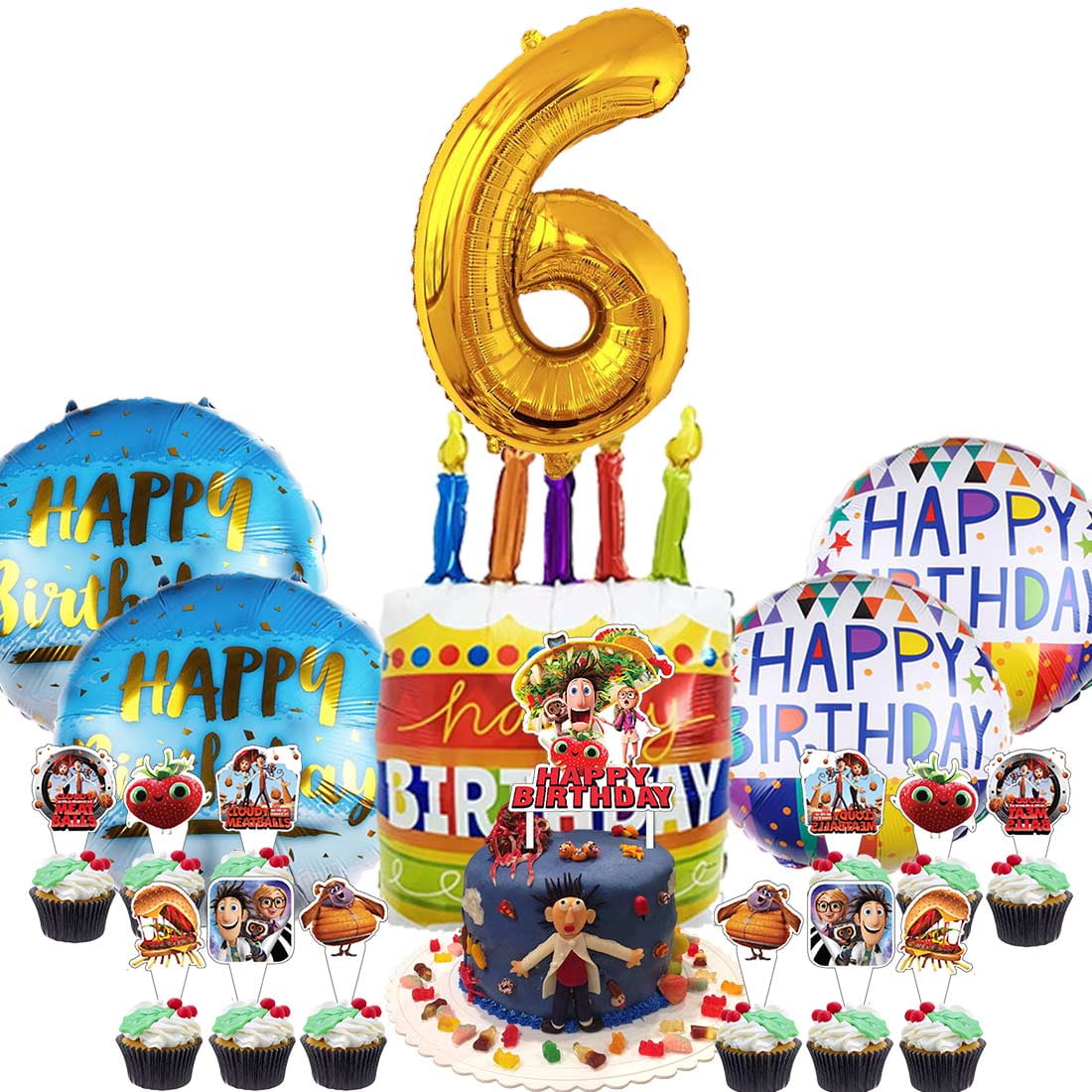 Cloudy with a Chance of Meatballs Party Supplies 6th Decor Kit Balloons ...