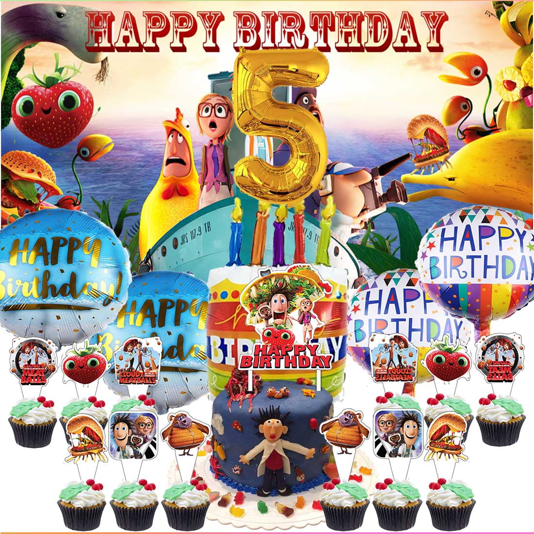 Cloudy with a Chance of Meatballs Party Supplies Decor 5th Kit Balloons ...