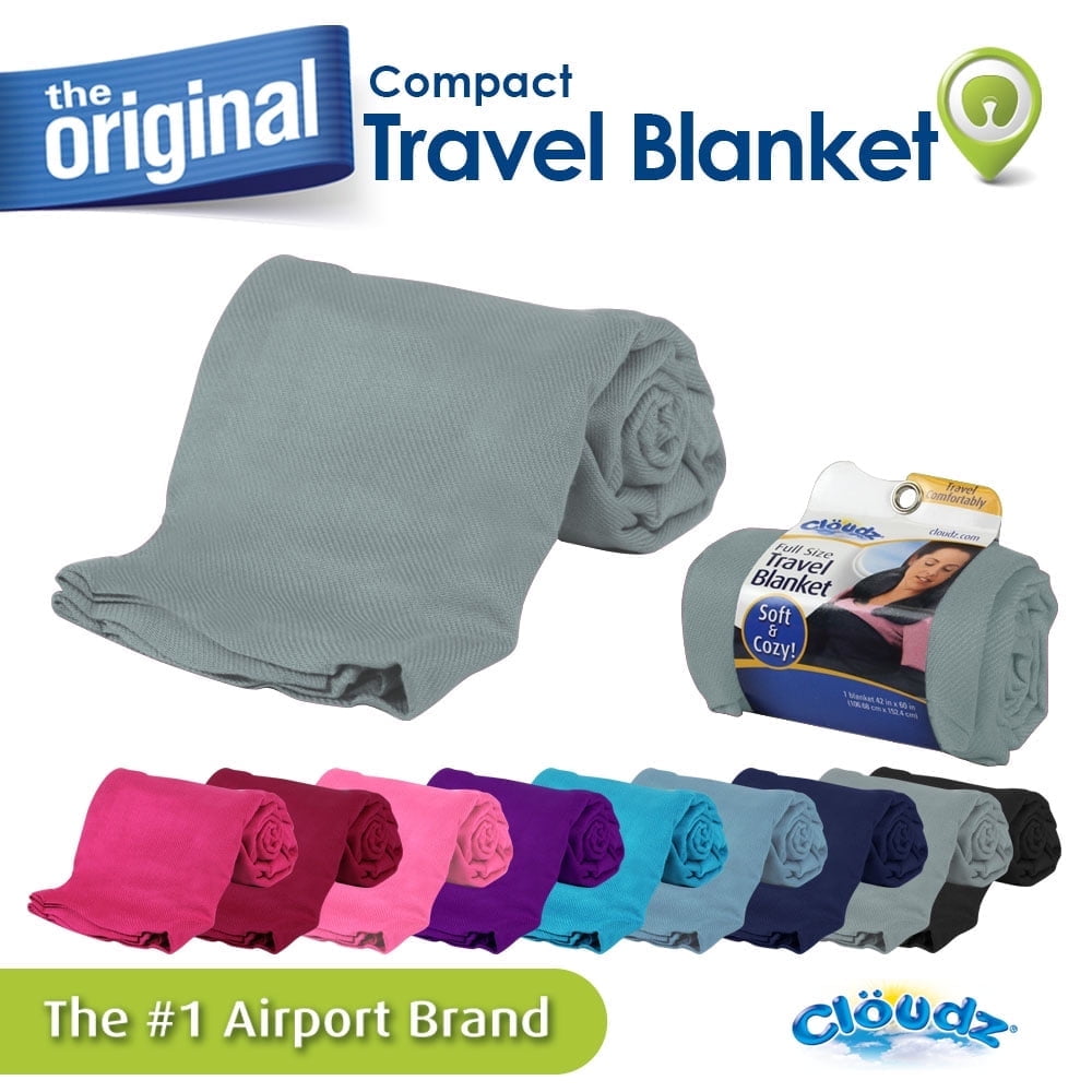 Cloudz Compact Travel Blanket, Charcoal, Lightweight, 40 x 62 Inches ...