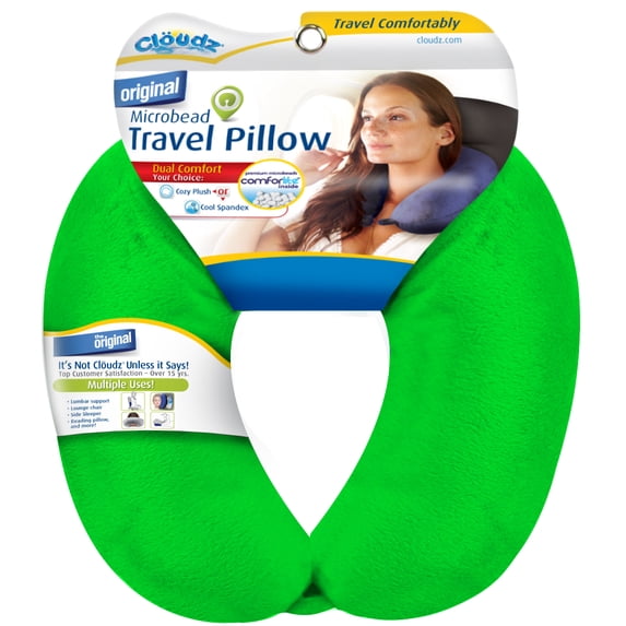 Cloudz Microbead Wearable Travel Neck Pillow - Bright Green with ...