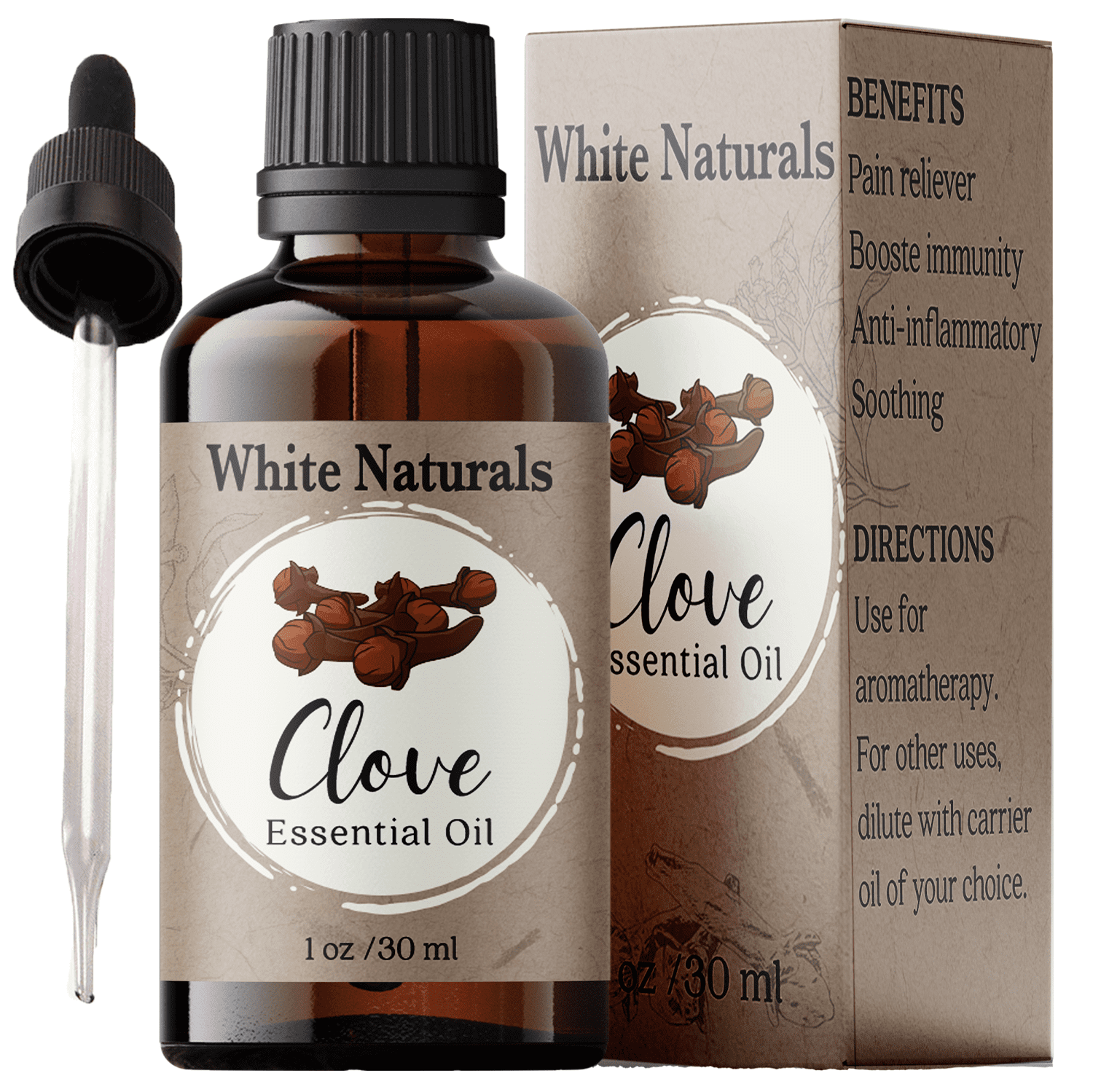 White Naturals Clove Essential Oil, Pure and Undiluted, Aromatherapy ...