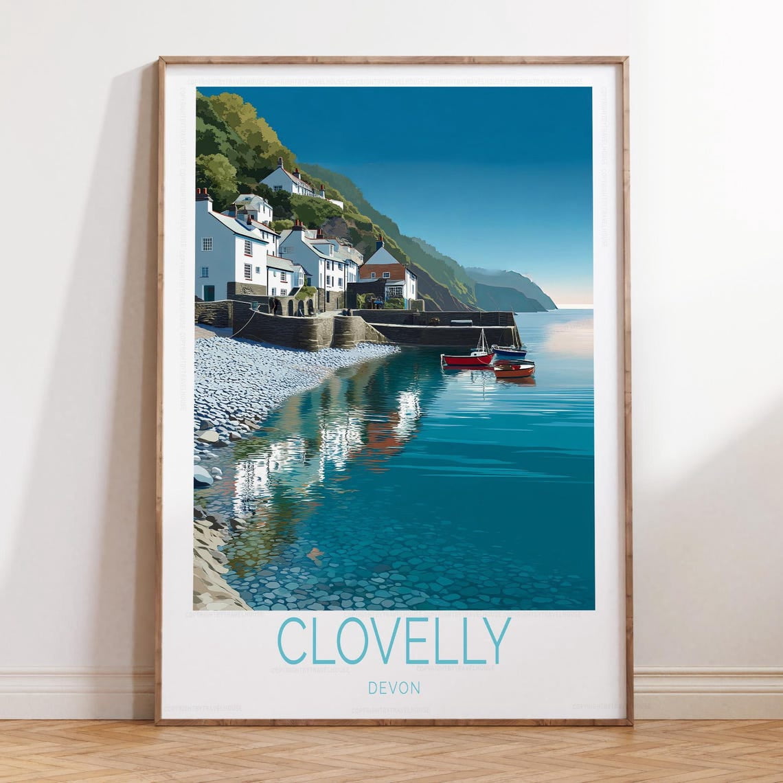 Clovelly Devon Home Decor Travel Scenery Wall Art V4, Unframed Canvas ...
