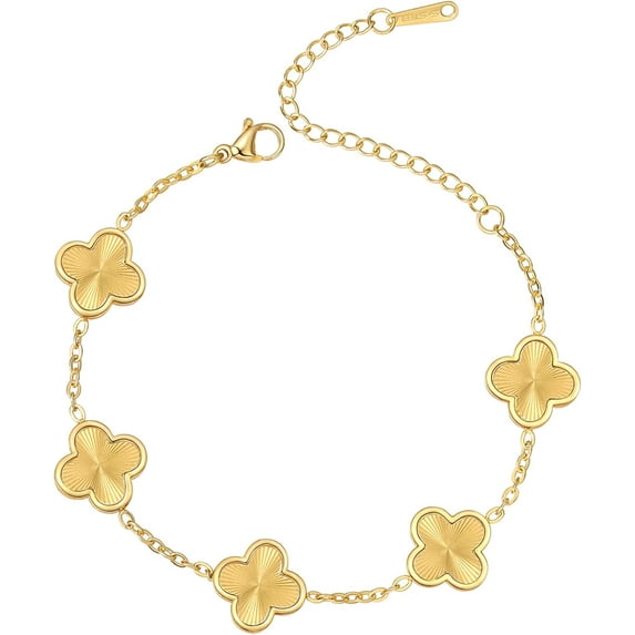Clover 14k gold Bracelets for Women Men (Sturdy Version) 3-Layer Solid ...