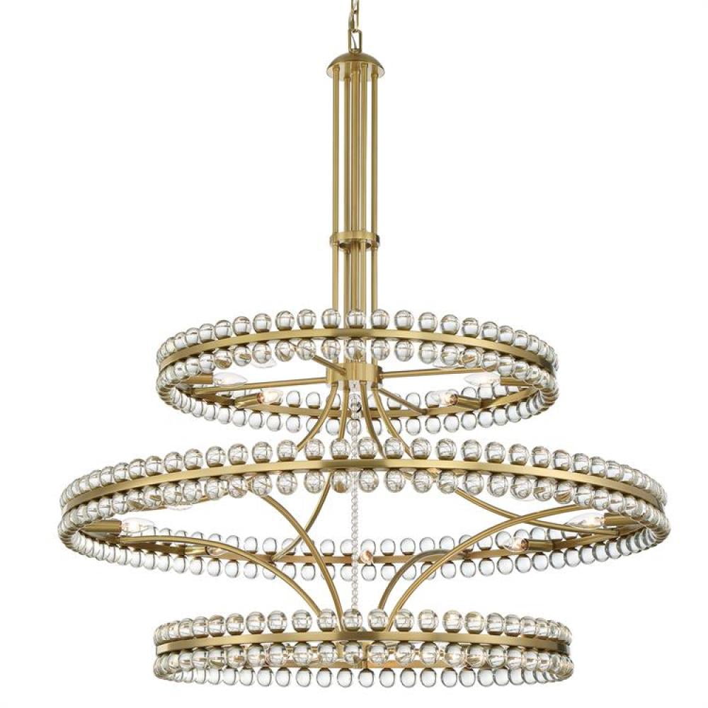 Clover 24 Light Aged Brass Chandelier by Crystorama CLO-8000-AG in ...