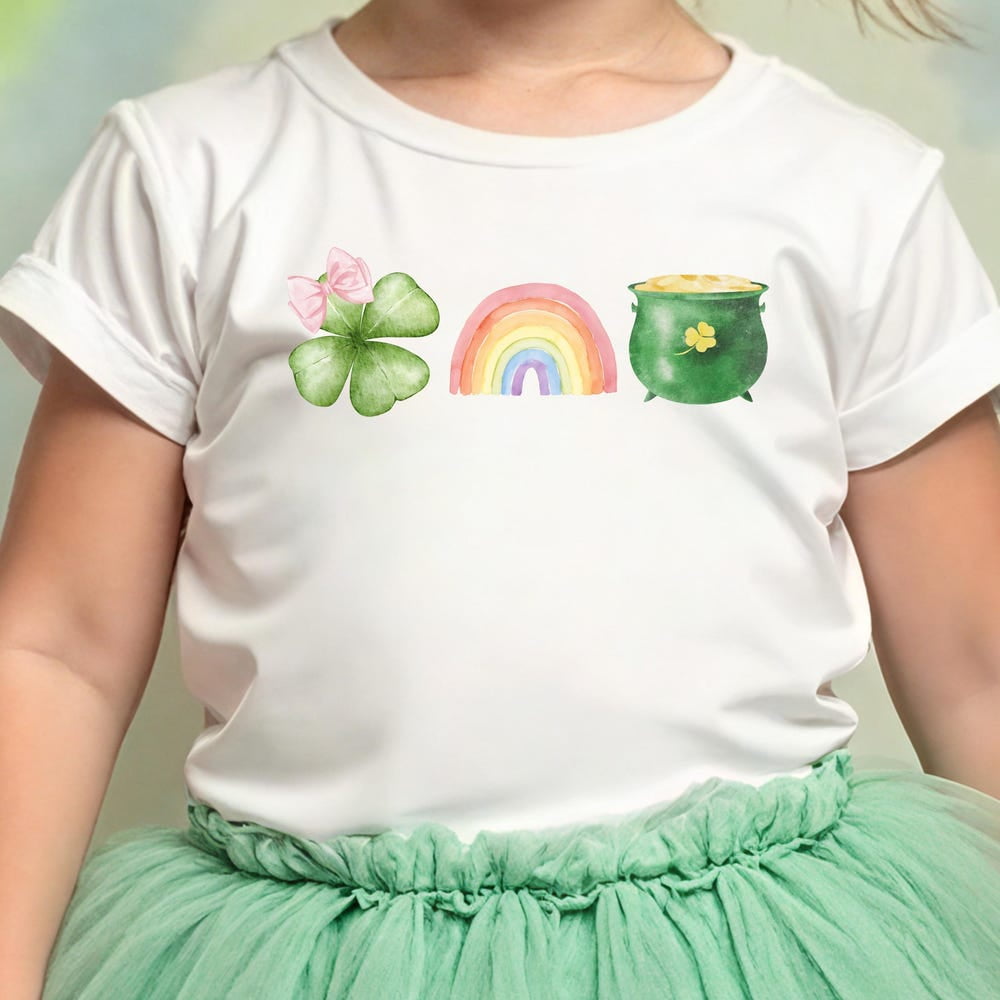 Clover Bow Kids Shamrock St Patrick'S Day Tee, Toddler Shirt, Irish ...
