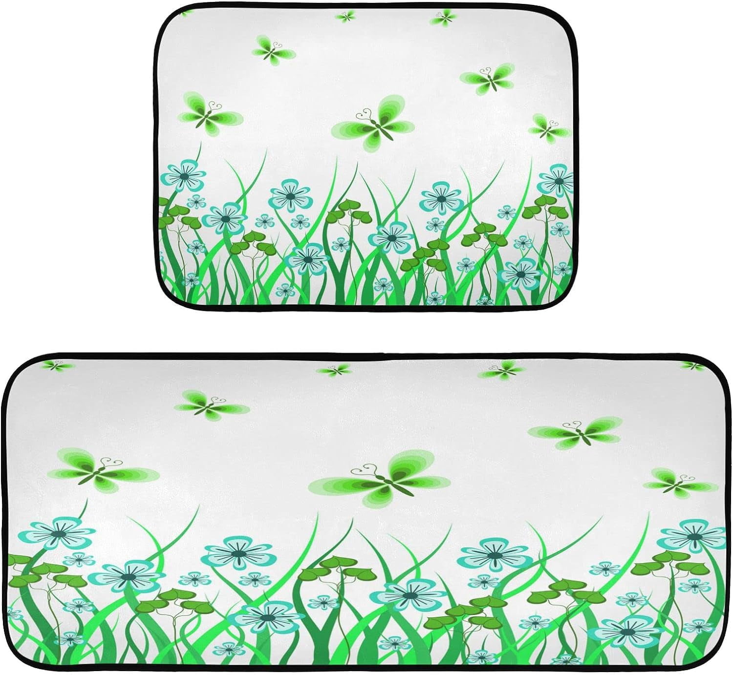 Clover Butterfly St Anti Fatigue Mats for Kitchen Floor, Set of 2 Non ...