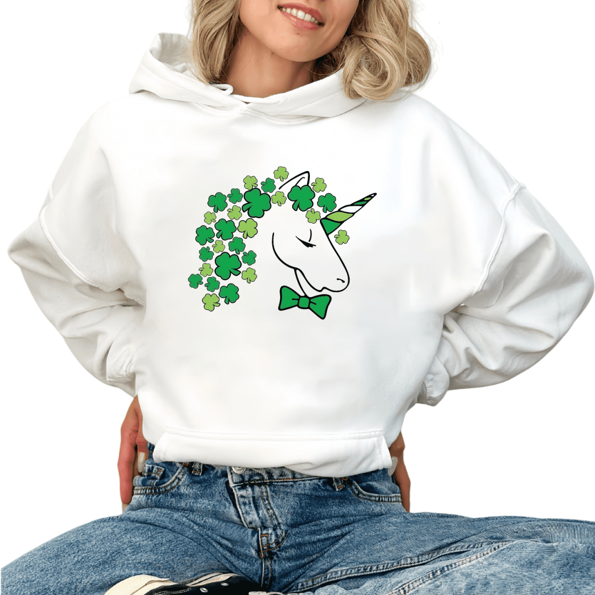 Clover Cluster Mane Unicorn Green Bow Tie St Patrick’s Print White ...