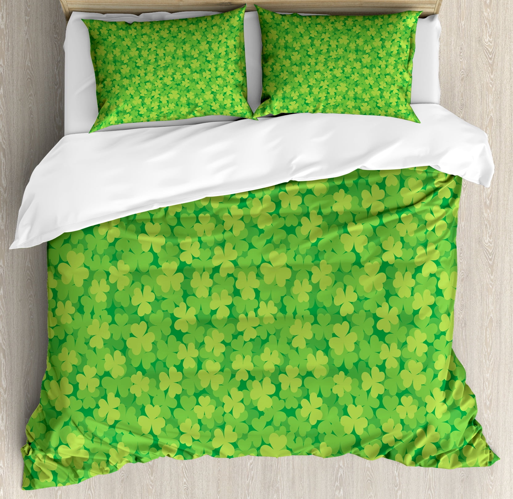 Clover Duvet Cover Set, Simple Repetitive Shamrock Leaves Luck Pattern ...