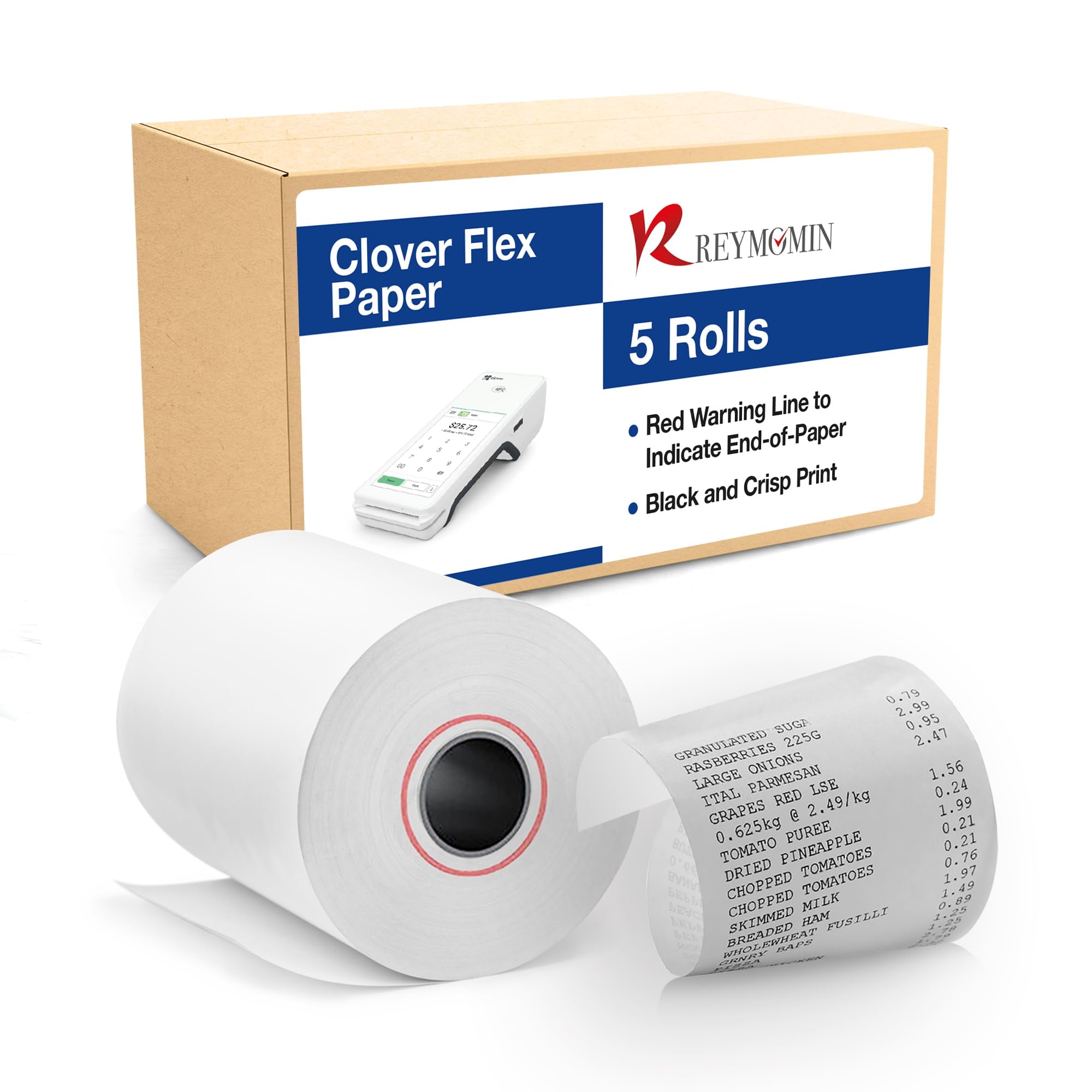 Clover Flex Paper Rolls - 5 Rolls - 2 1/4'’ x 50’- 55 GSM - Credit Card ...