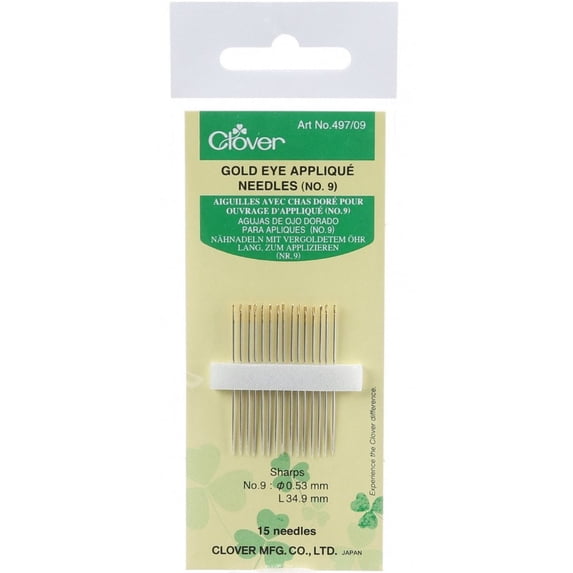 Clover, Gold Eye Applique Needles, 15pk, Sharp and Fine - Walmart.com
