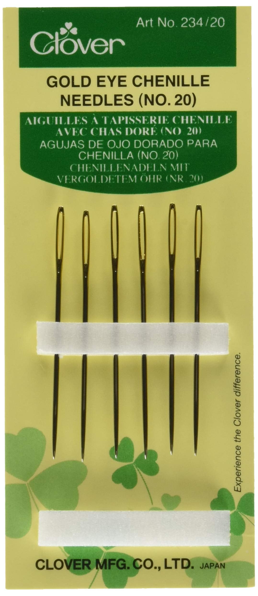 Clover Gold Eye Chenille Needles Size 20 (6 Pack of Large Eye Sewing ...