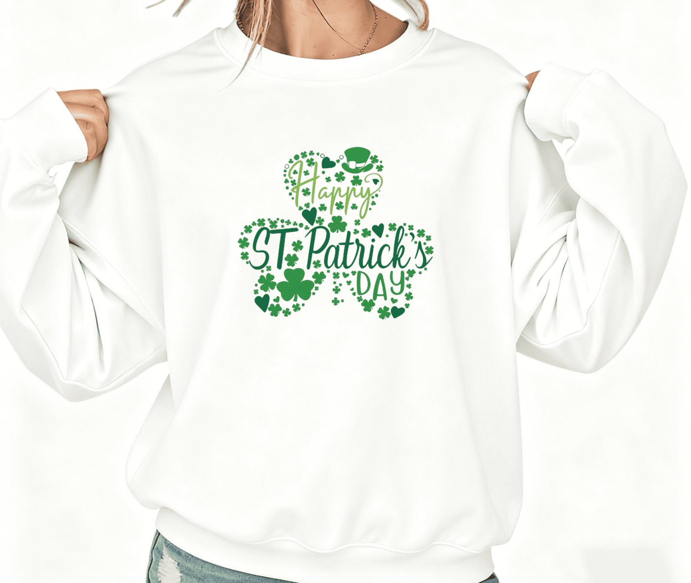 Clover Happy St Patricks Day Graphic Sweatshirt Womans Print Sweatshirt ...