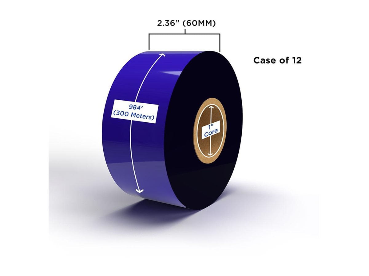 Clover Imaging Non-OEM New Enhanced Wax Ribbon 60mm x 300M (12 Ribbons ...