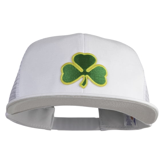 Clover Iron on Patched Flat Bill Snap Back Mesh Cap - White OSFM ...