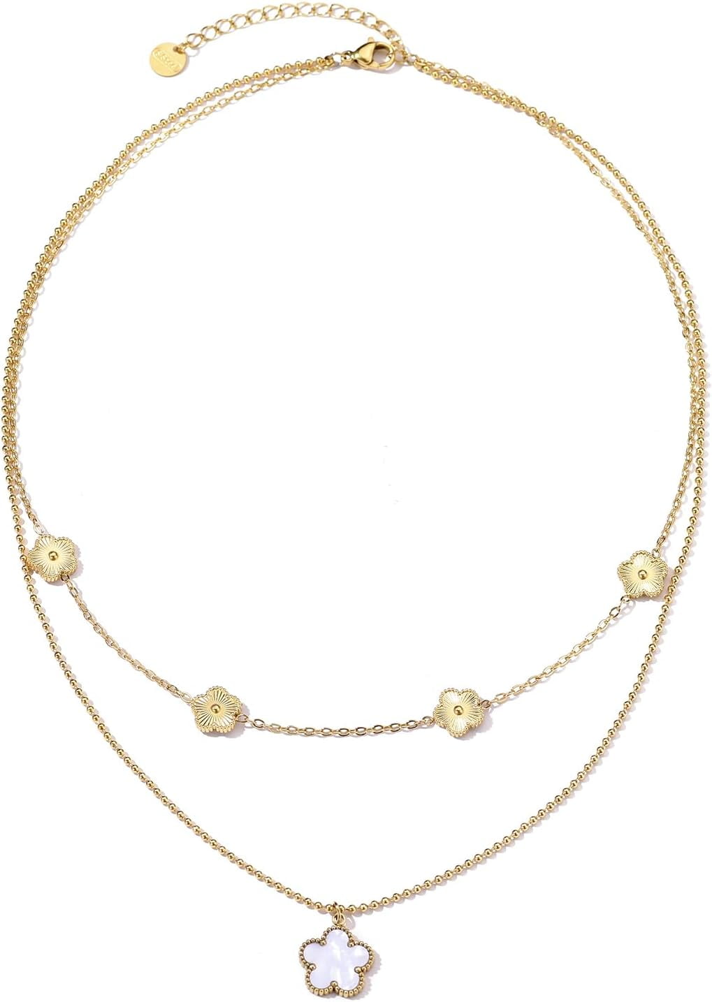 Clover Layered Necklace for Women | Clover Choker Necklace 14K Gold ...