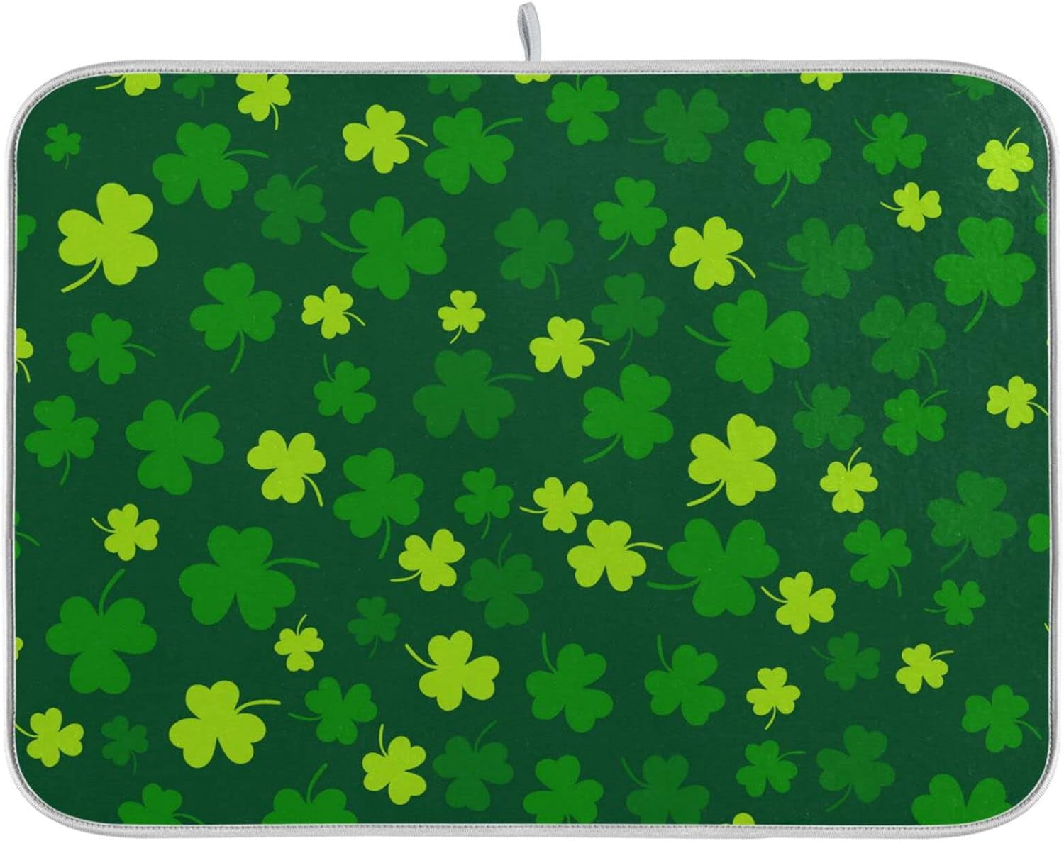 Clover Leaf Green on Dark Dish Drying Mat Absorbent Washable Protector ...