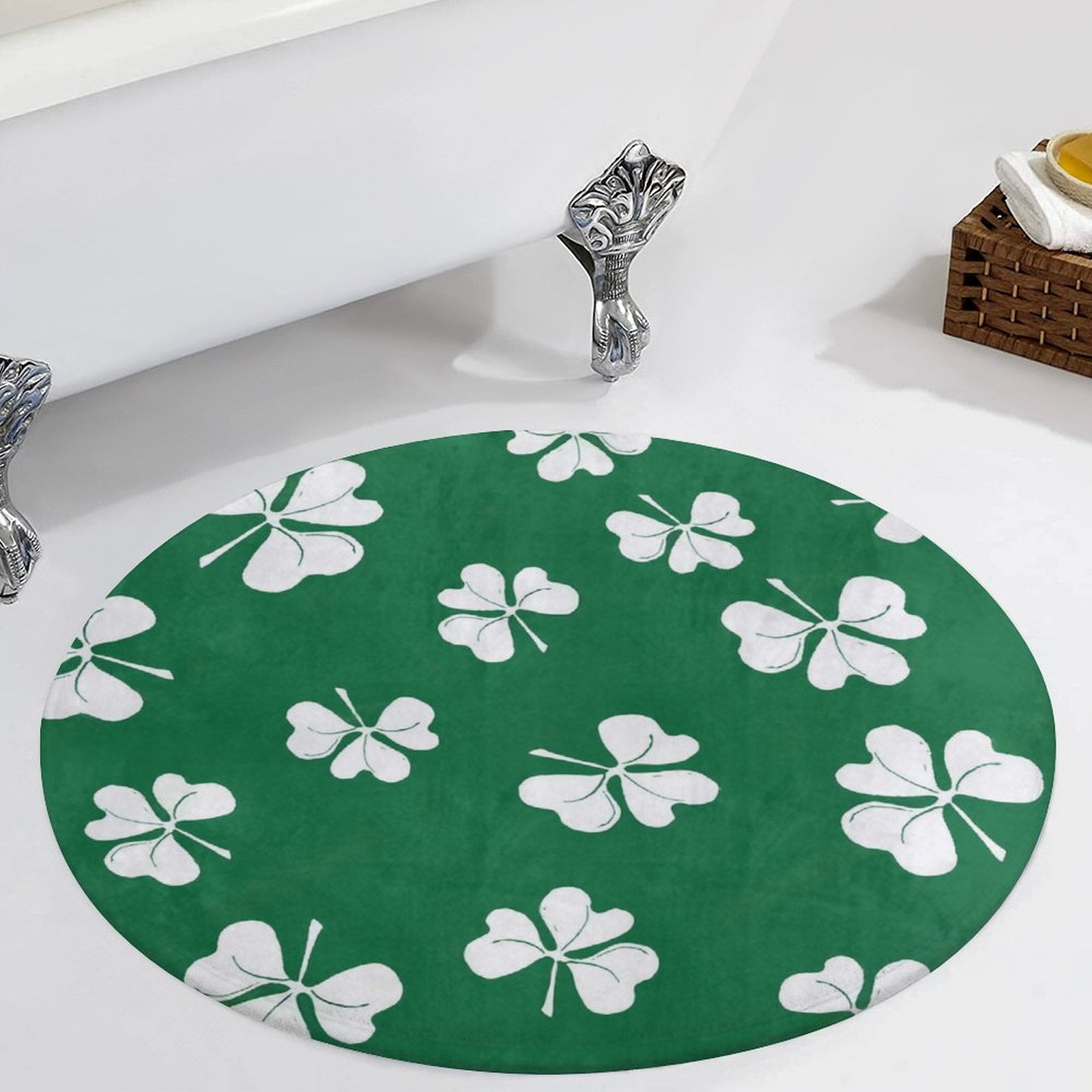 Clover Leaf Hand Drawn Doodle Round Carpet Circle Rug Outdoor Patio ...