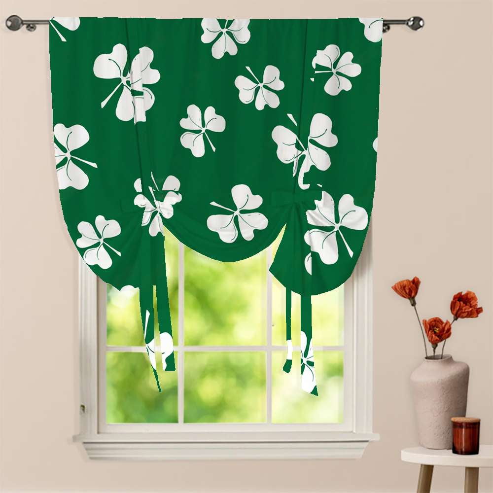 Clover Leaf Hand Drawn Doodle Window Curtain for Living Room Roman ...