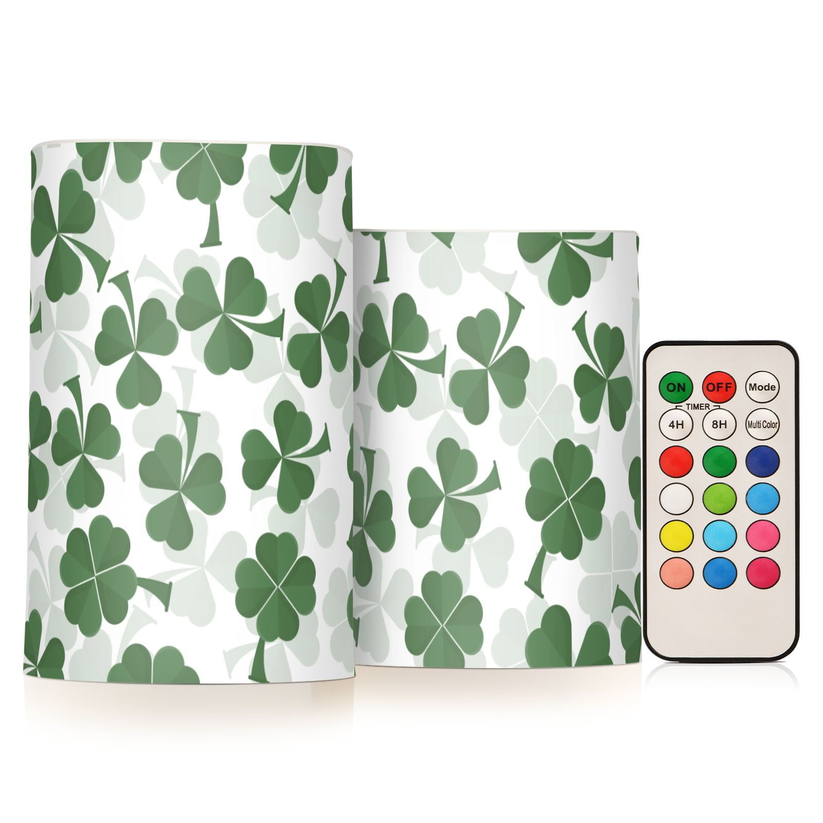 Clover Leaves with Green 2 PCS LED Flickering Flameless Candles with ...