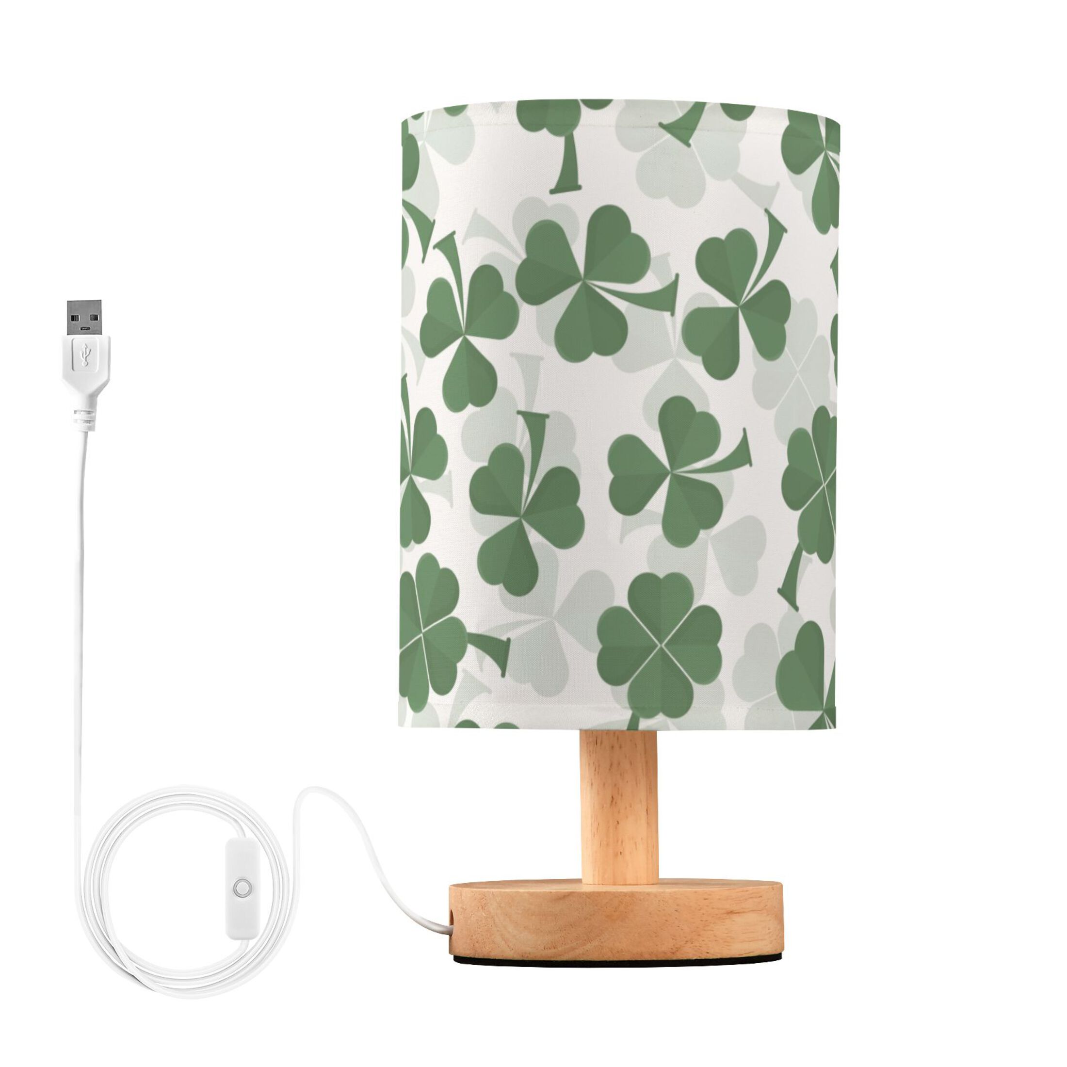 Clover Leaves with Green Bedside Table Lamp LED Warm Lights with USB ...