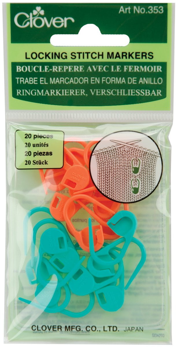 CLOVER Locking Stitch Markers for Knitting and Crocheting, Multicolor ...