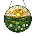 Clover Meadow Landscape Round Suncatcher Window Hanging, Botanical ...