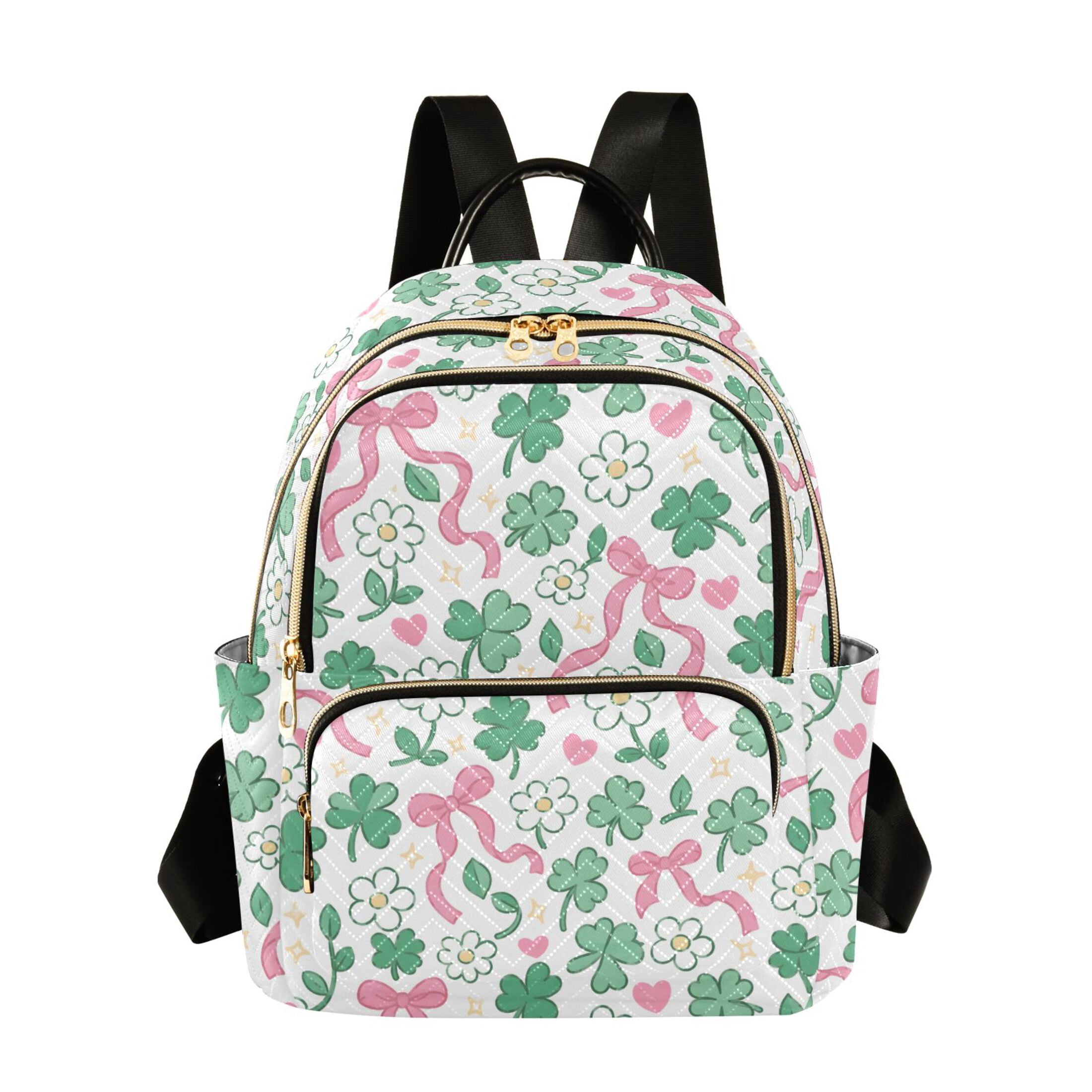 Clover Pattern Fashion Backpack Quilted Lightweight Women Travel ...