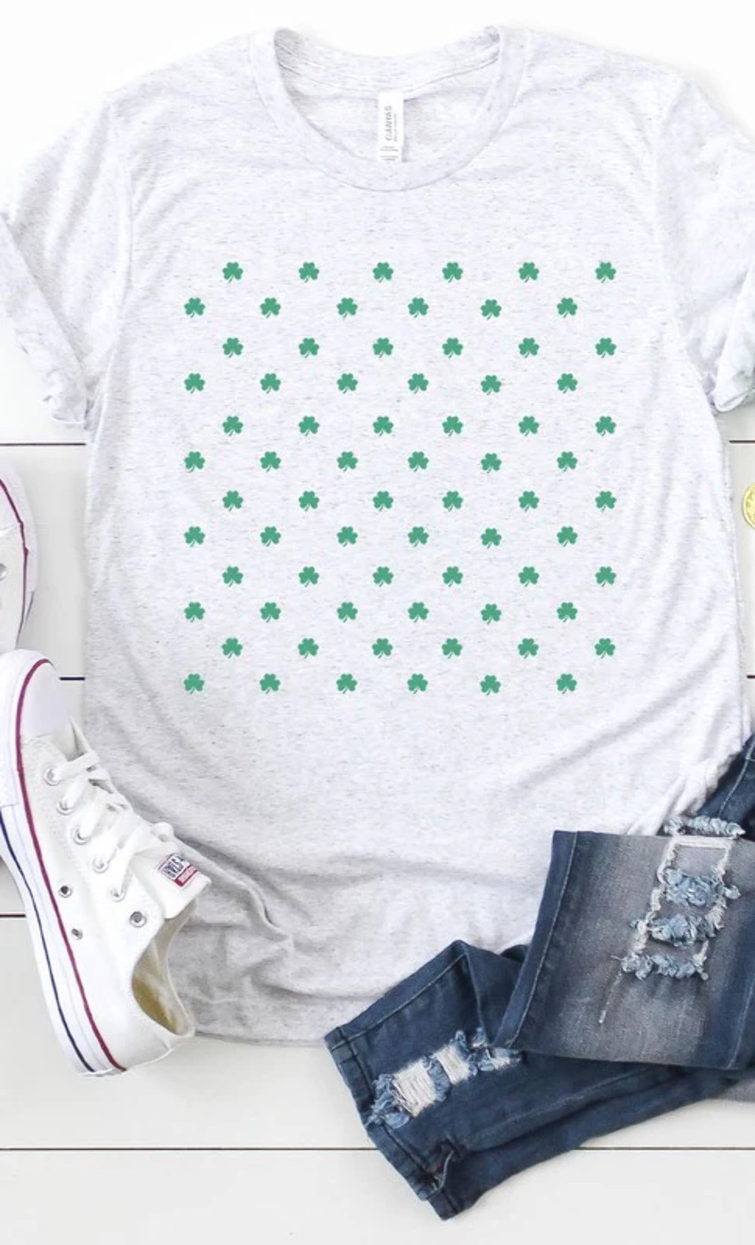 Clover Pattern Graphic Tee T-Shirt - Walmart.com