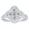 AFFY Clover Style Engagement Wedding Ring In 14k White Gold With Round ...