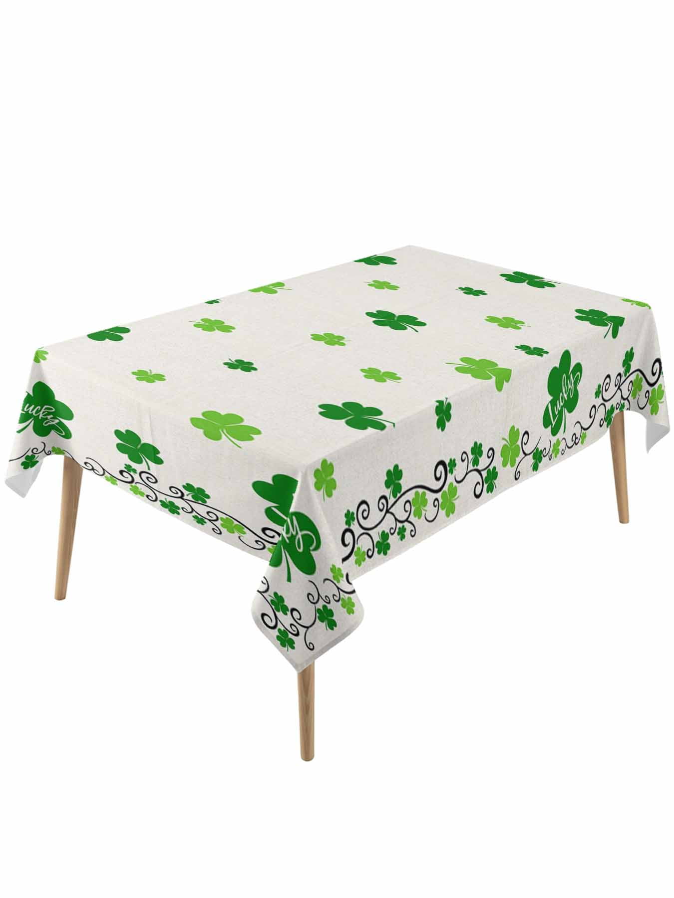 Clover Table Cloth, Happy St. Patrick's Day Retro Green Shamrocks ...