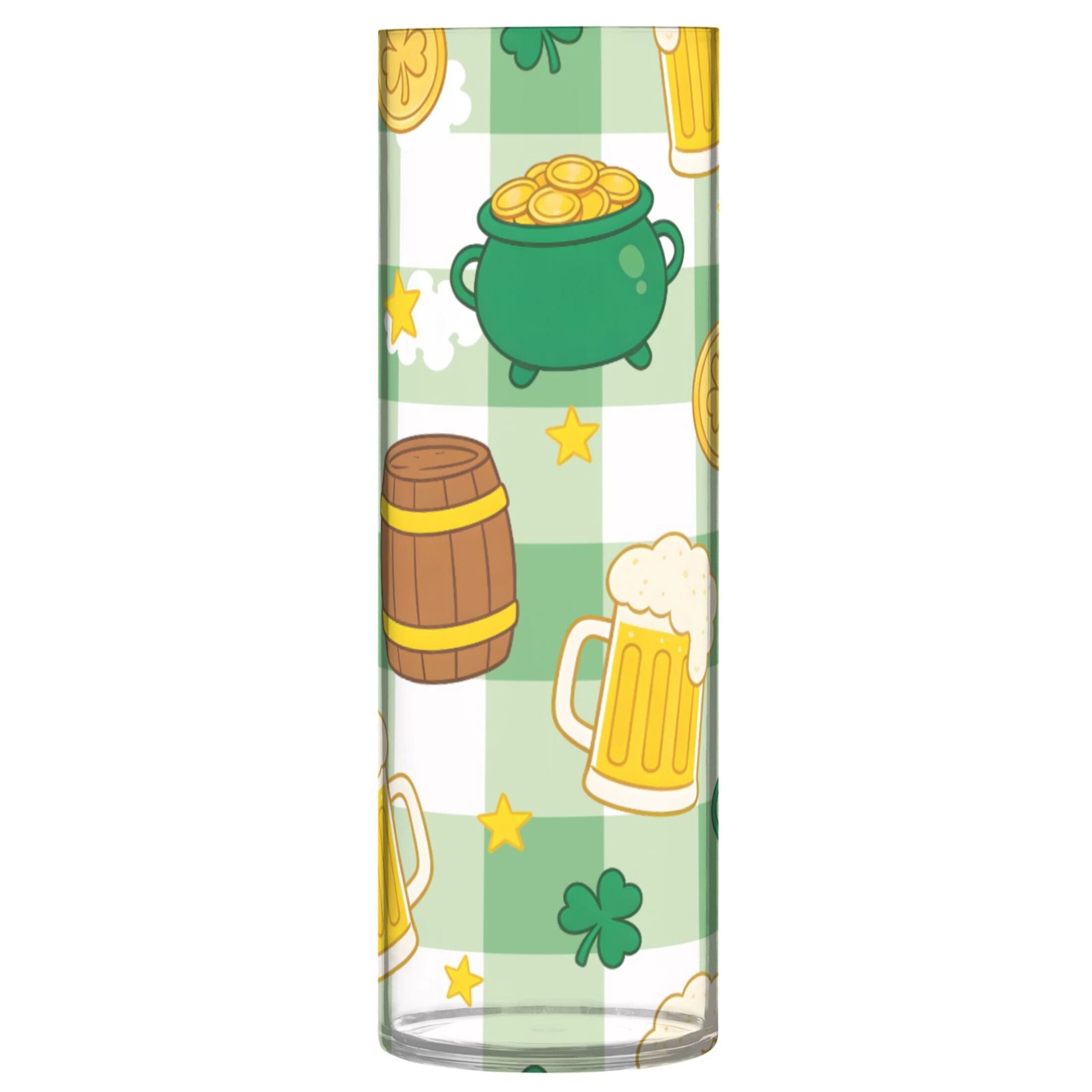 Clover and Beer Pattern Vase Flower Vase Clear Unbreakable Plastic Tall ...