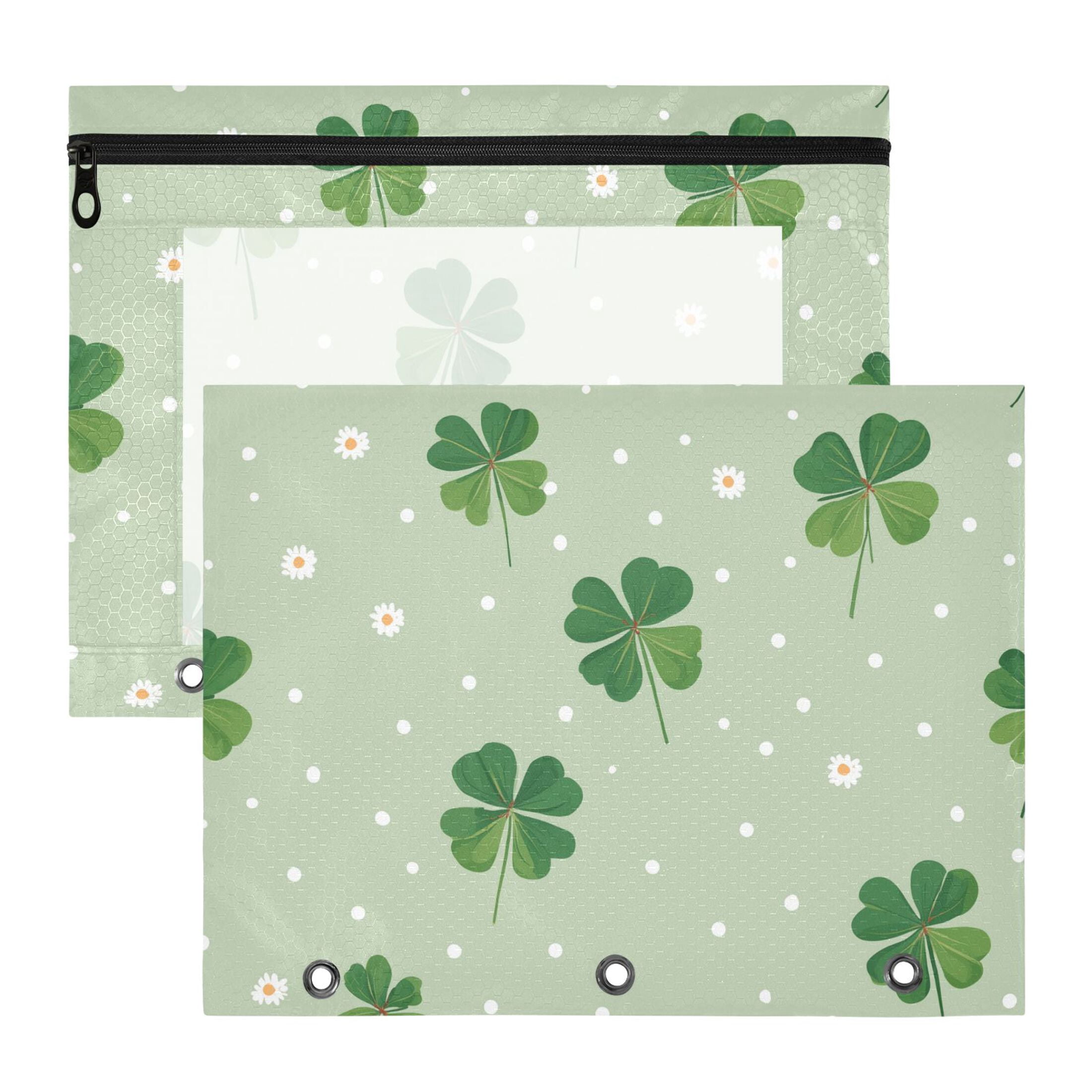 Clover and Daisies St Patricks Day 3-Ring Binder Pocket with Zipper ...