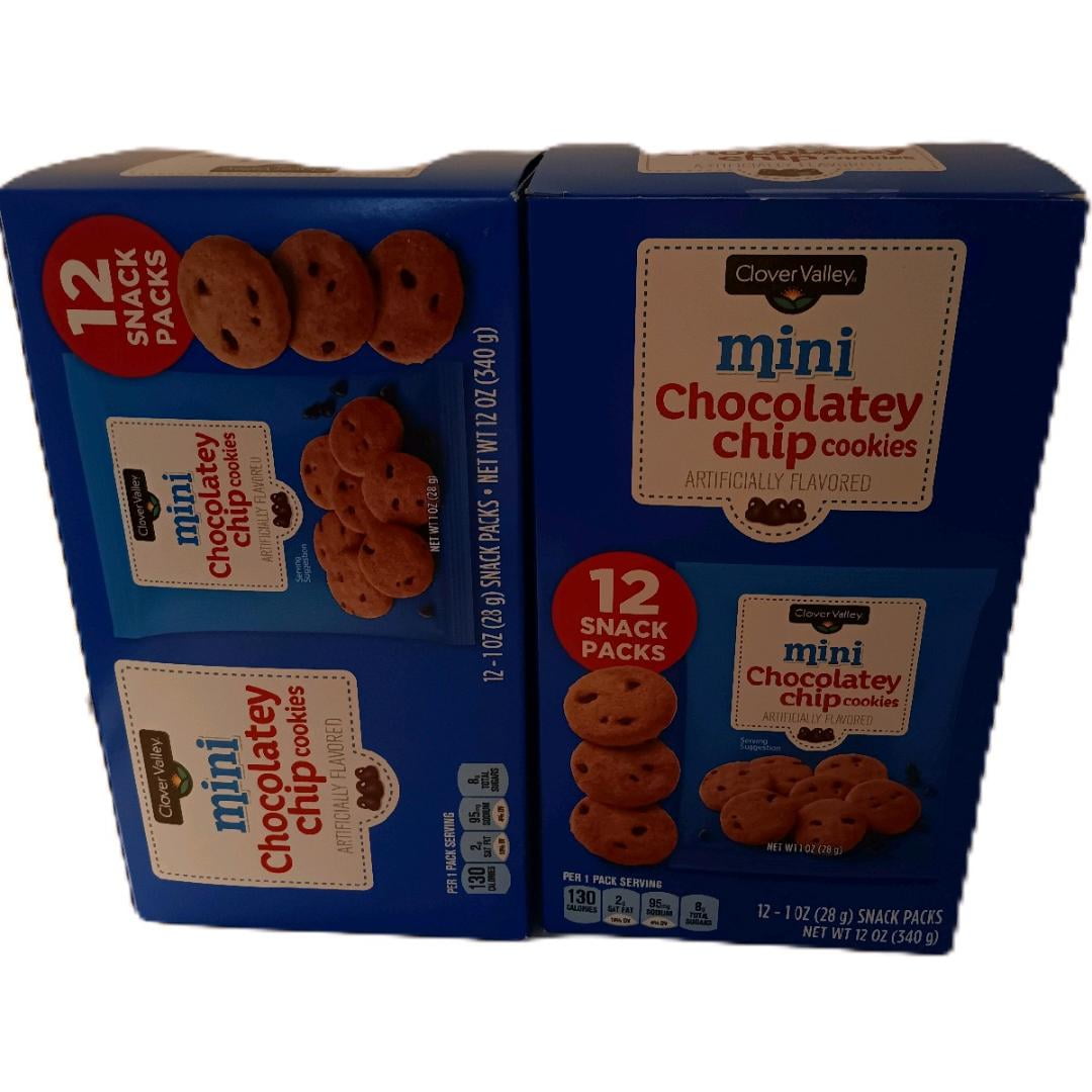 Clover valley mini chocolatey chip cookies 12 snack pack of 2 - Walmart.com