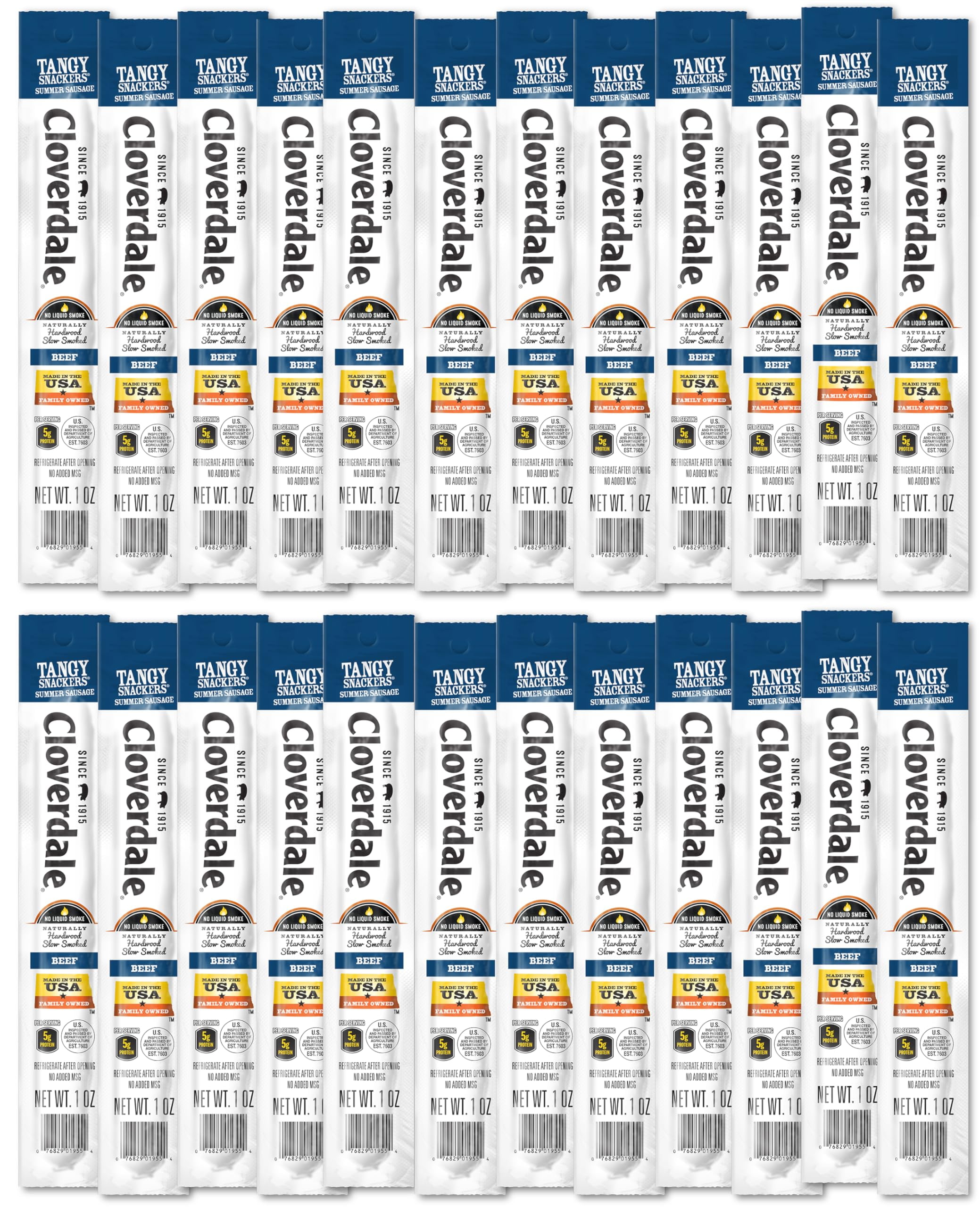 Cloverdale Tangy Snackers Beef CM31 Summer Sausage Stick 1 Ounce, 24 ...