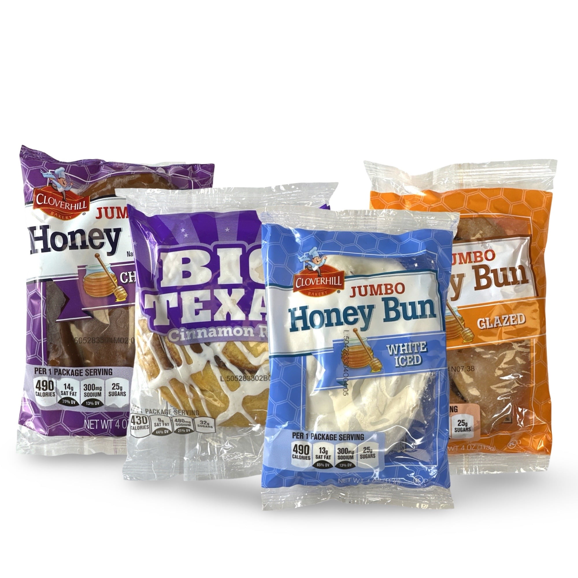 Cloverhill Bakery Honey Buns Variety Pack, Big Texas, Chocolate, Iced ...