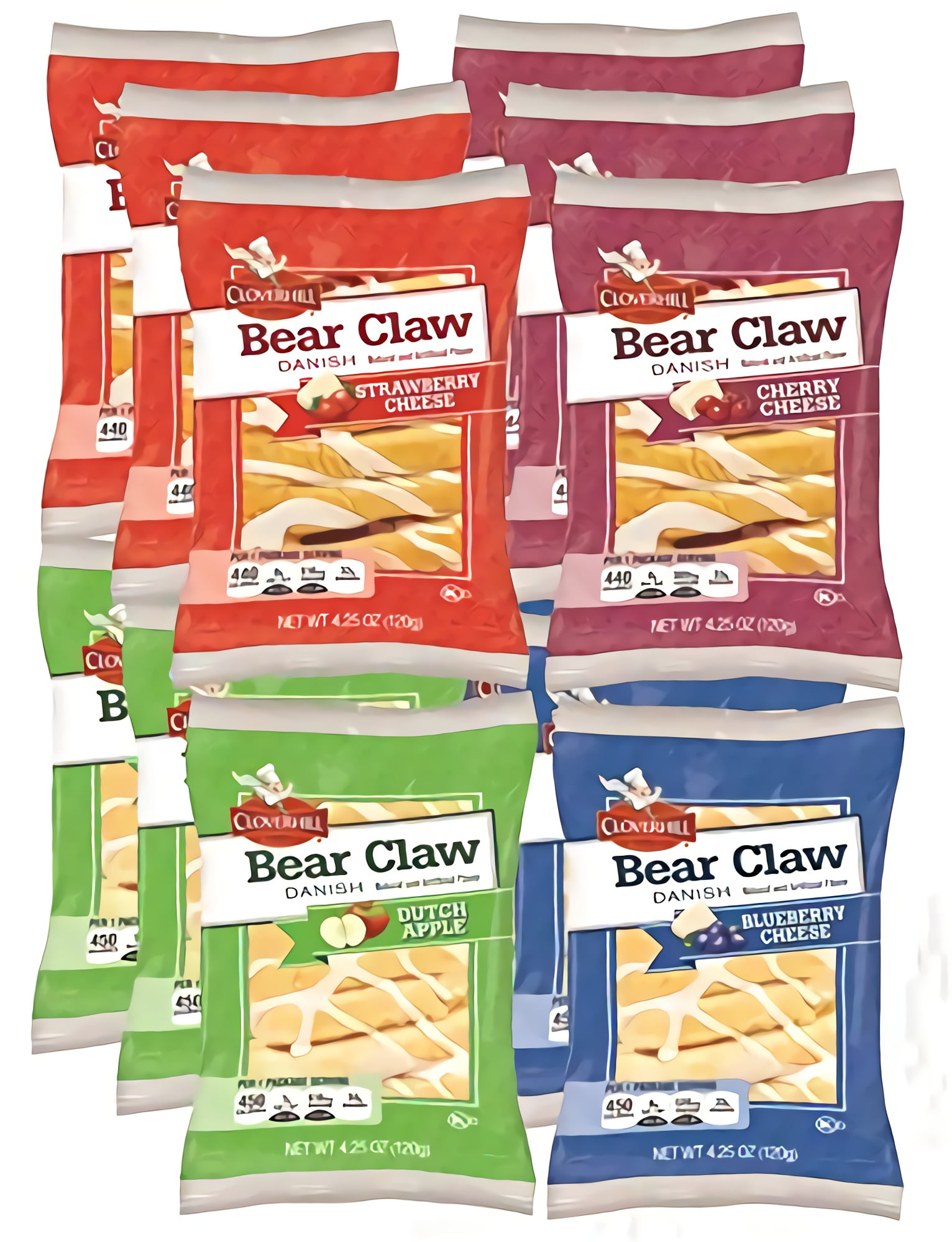 Cloverhill Danish Fruit Pastry Variety Pack | Strawberry, Cherry ...