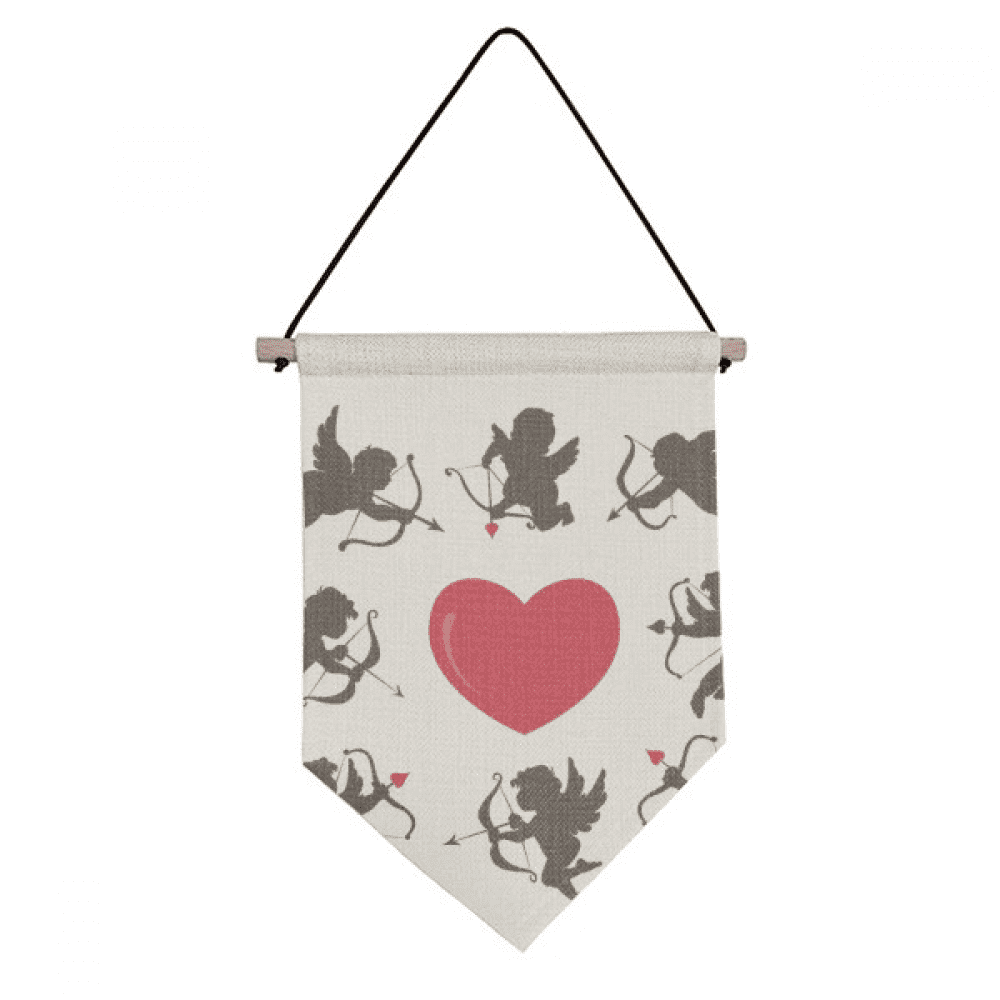 Cupid Angel Red Heart Conation Pattern Canvas Flag Hanging Wall Art ...