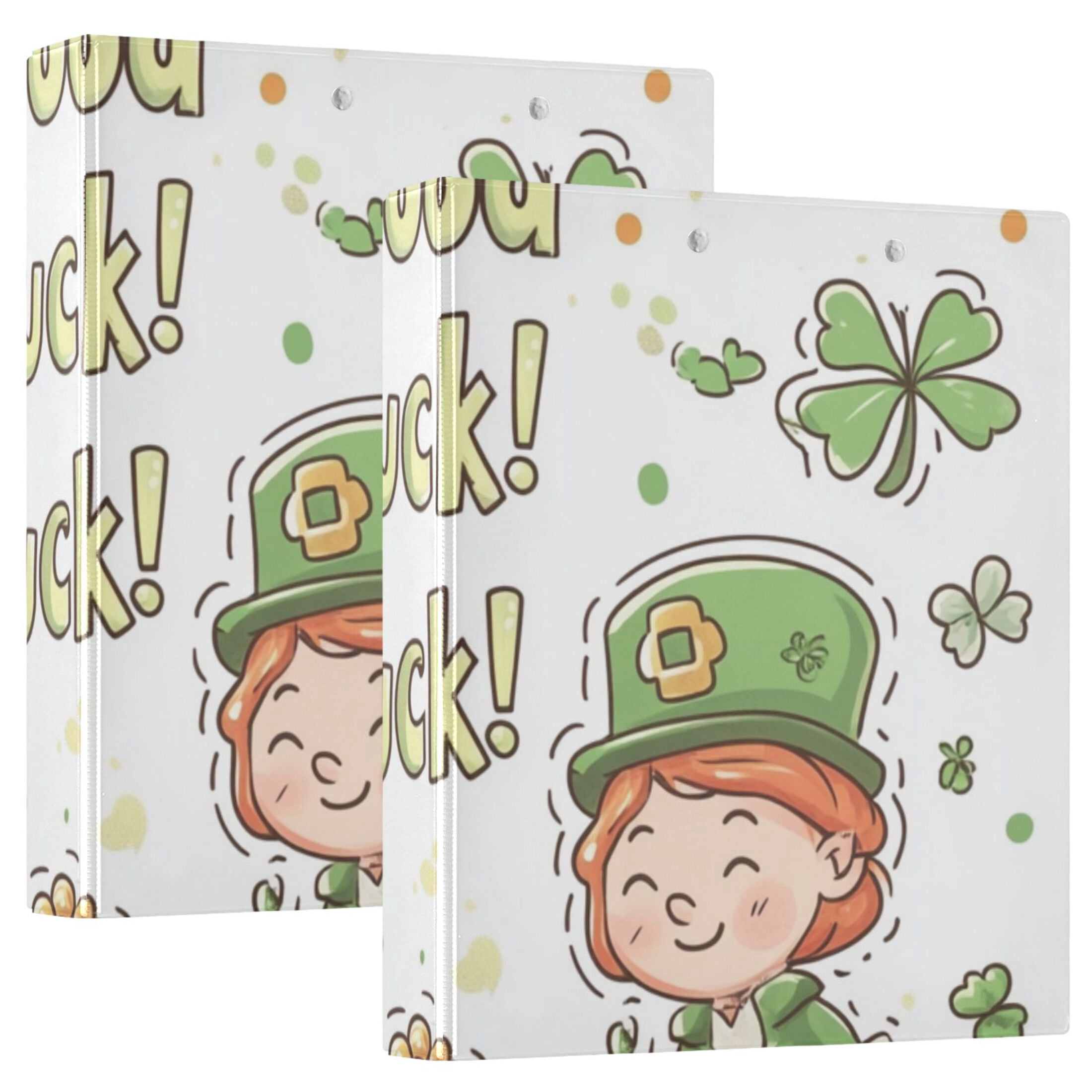 Clovers Cute Girls St Patrick Day Theme Round Ring Binder 3 Rings 1.5 ...