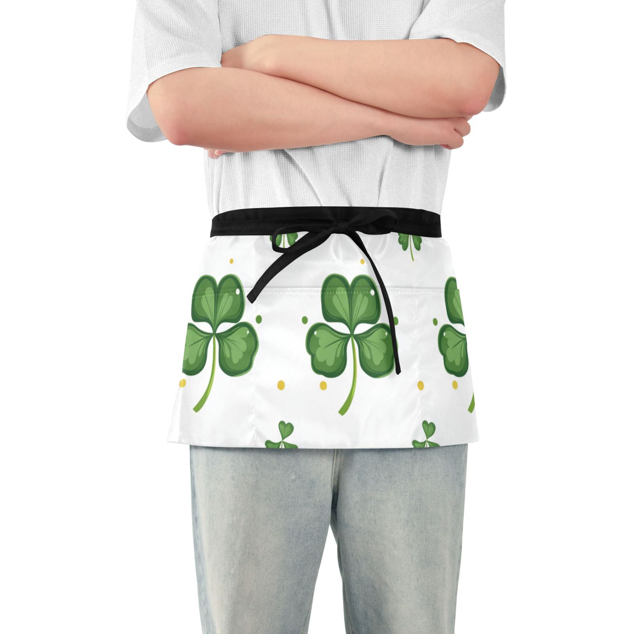 Clovers Dots St Patricks Day Short Server Apron with 3 Pockets for ...