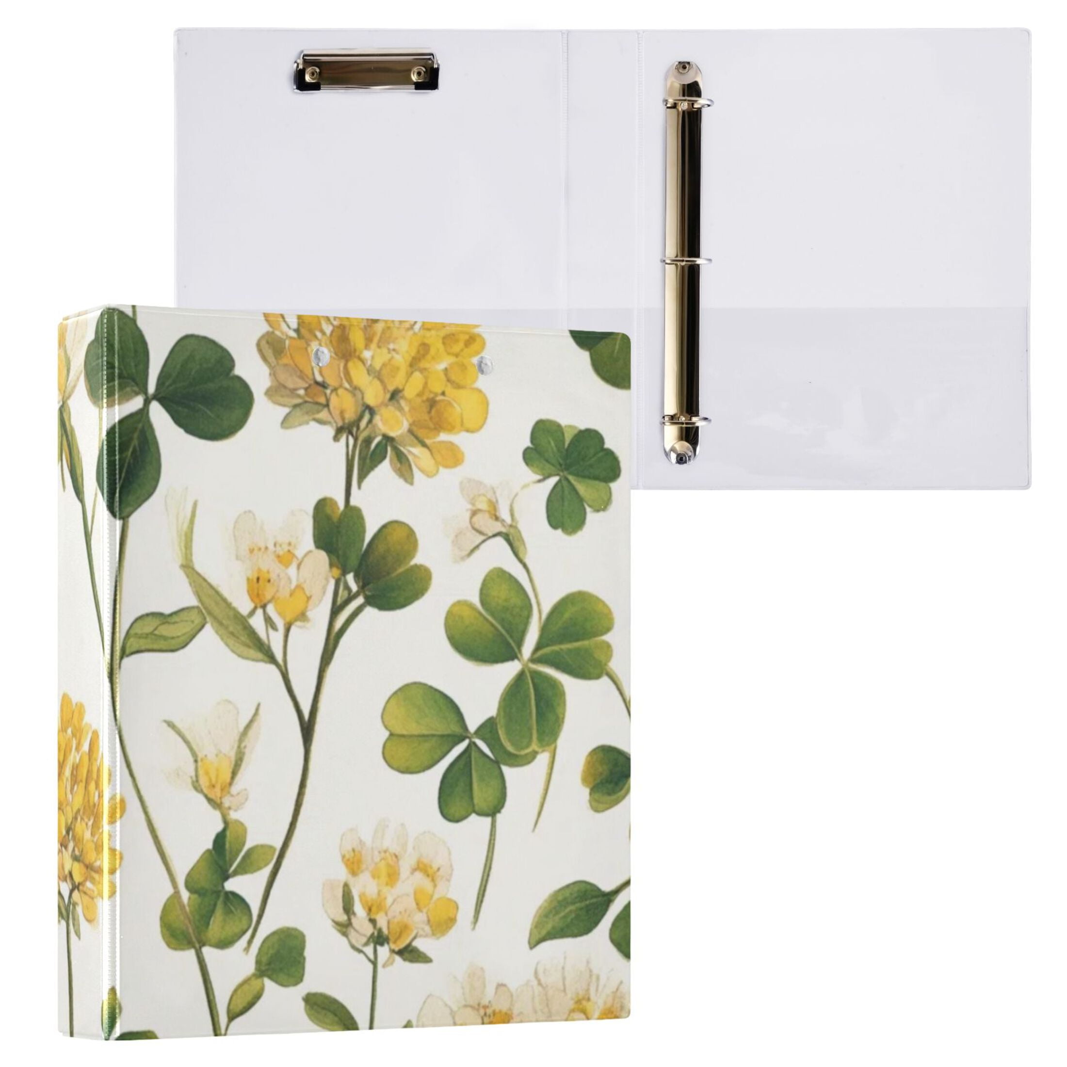 Clovers Flowers 3 Ring Binders 1.5 inch Hardcover File Folders with ...