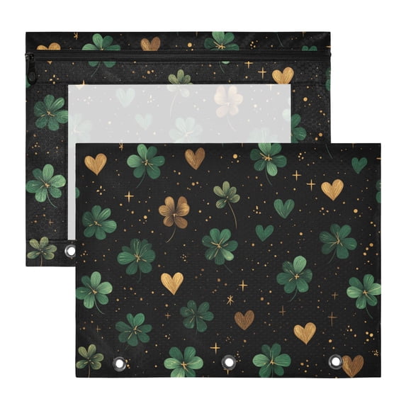 Clovers Gold Hearts Valentine St Patricks Day 3-Ring Binder Pocket with ...