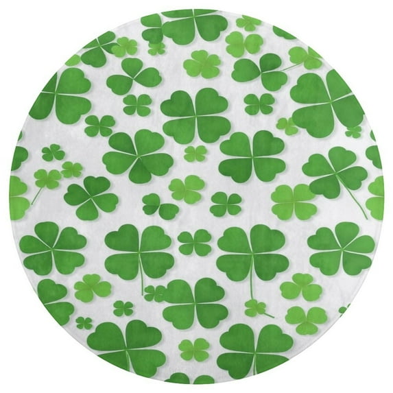 Clovers Green Pattern Round Carpet Non-Slip Wear-resistant for Living ...